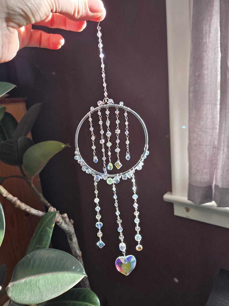 Rainbow Heart Crystal Suncatcher - Etsy