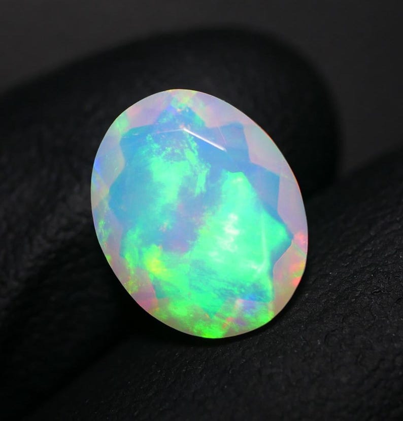 2.55 CRT Natural Ethiopian Opal Cut Stone, Faceted Cut Opal, Pin-fire ...