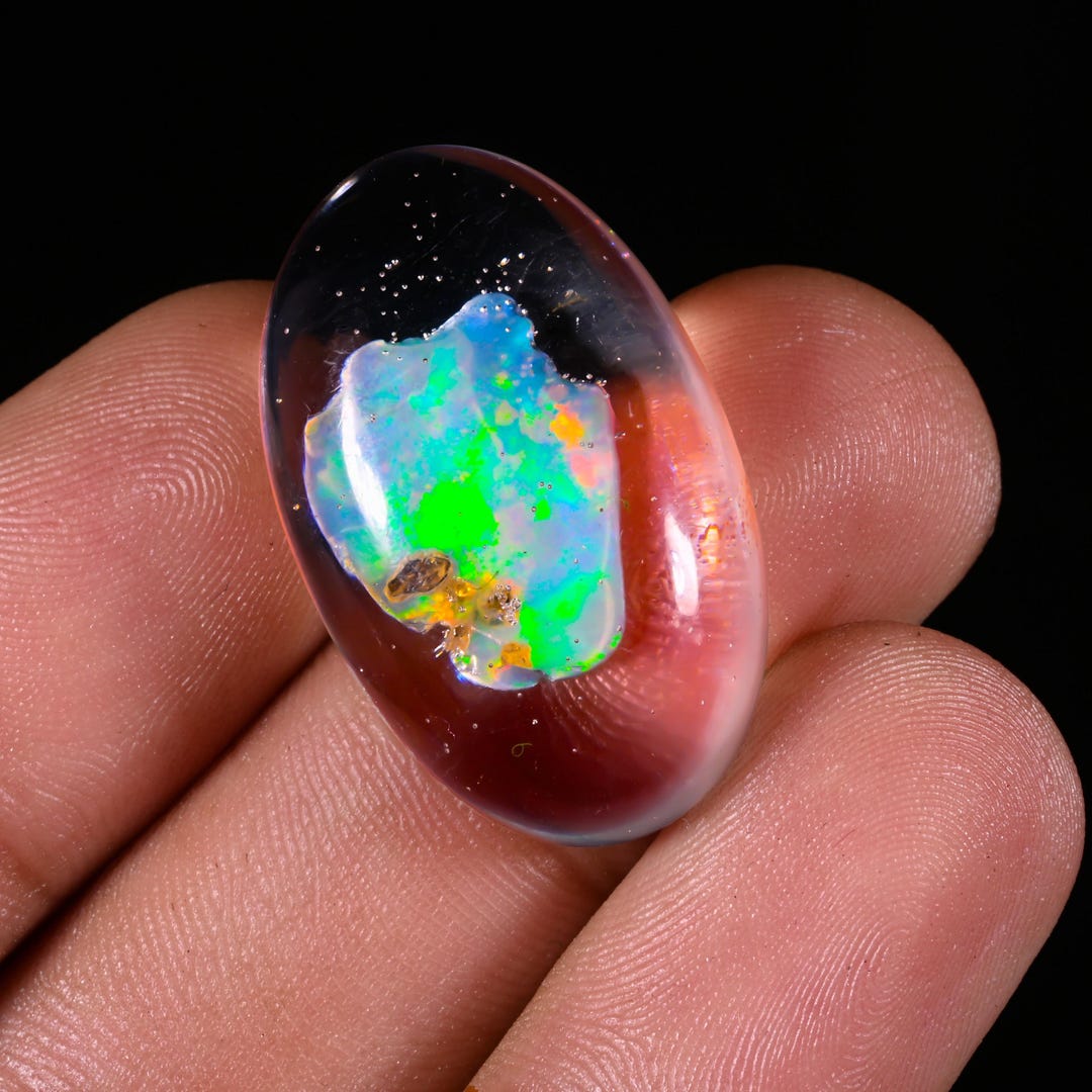 Ethiopian Hydro Opal Cabochon, Designer Oval Gemstone (30x18x8mm, 16 ...