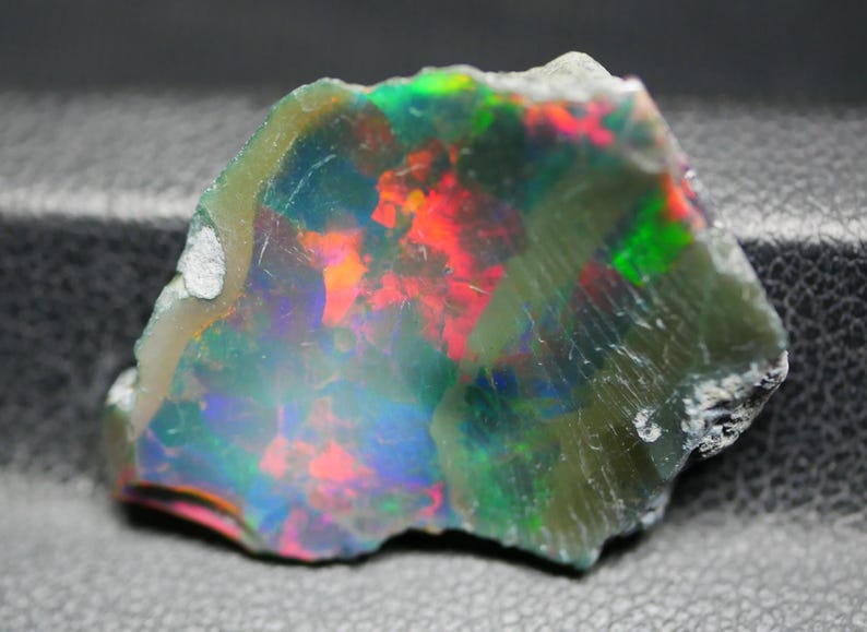 10.00ct, Black Opal Rough, Ethiopian Black Opal Rough, Red-green Fire ...