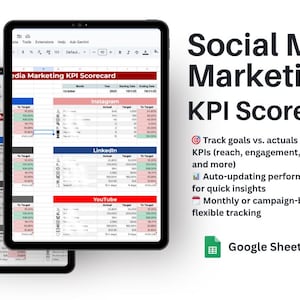 Social Media KPI Scorecard | Google Sheets Dashboard (digital Download ...