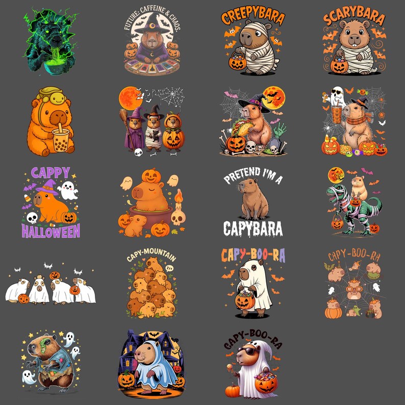 Witchy Capybara Halloween PNG, Slay Cute Animal Spooky Humor Clipart ...