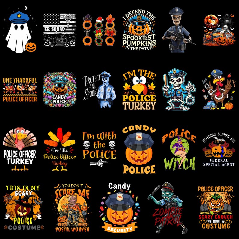 Police Officer PNG, Funny Fall Thanksgiving Clipart, Halloween Cop ...