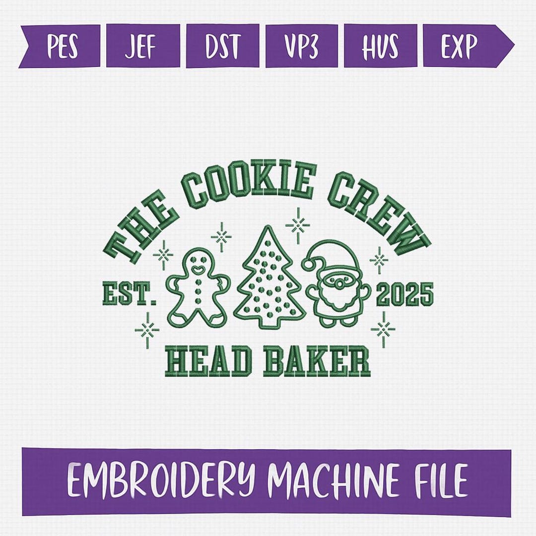 The Cookie Crew Embroidery Design, Head Baker Christmas Embroidery File ...