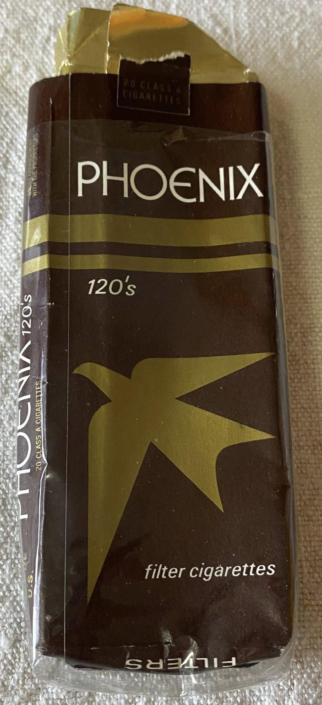 Vintage Phoenix 120’s Cigarette Pack – Empty Brown & Gold Tobacco ...