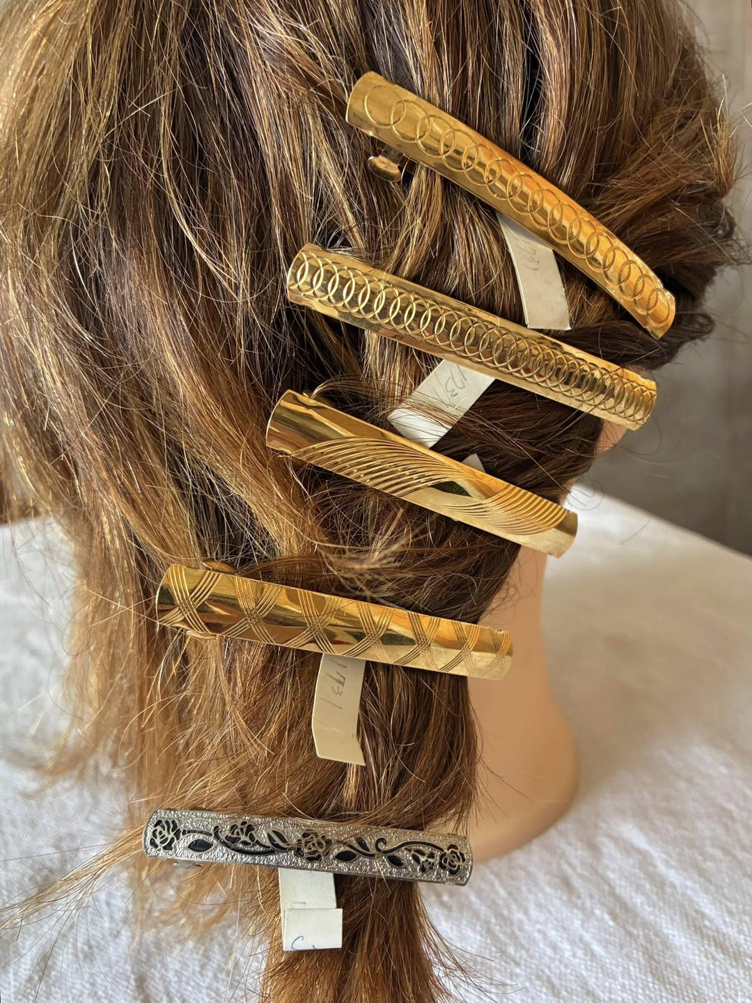 Vintage 80s Gold Metal Barrette – Made in Taiwan – 8cm or 6cm French ...