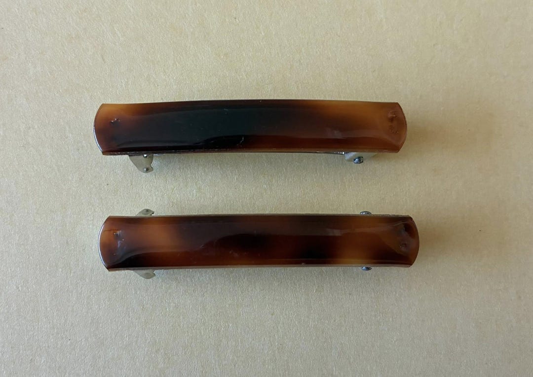 Vintage Tortoiseshell Hair Barrettes Set of 2 – Made in France – NOS ...