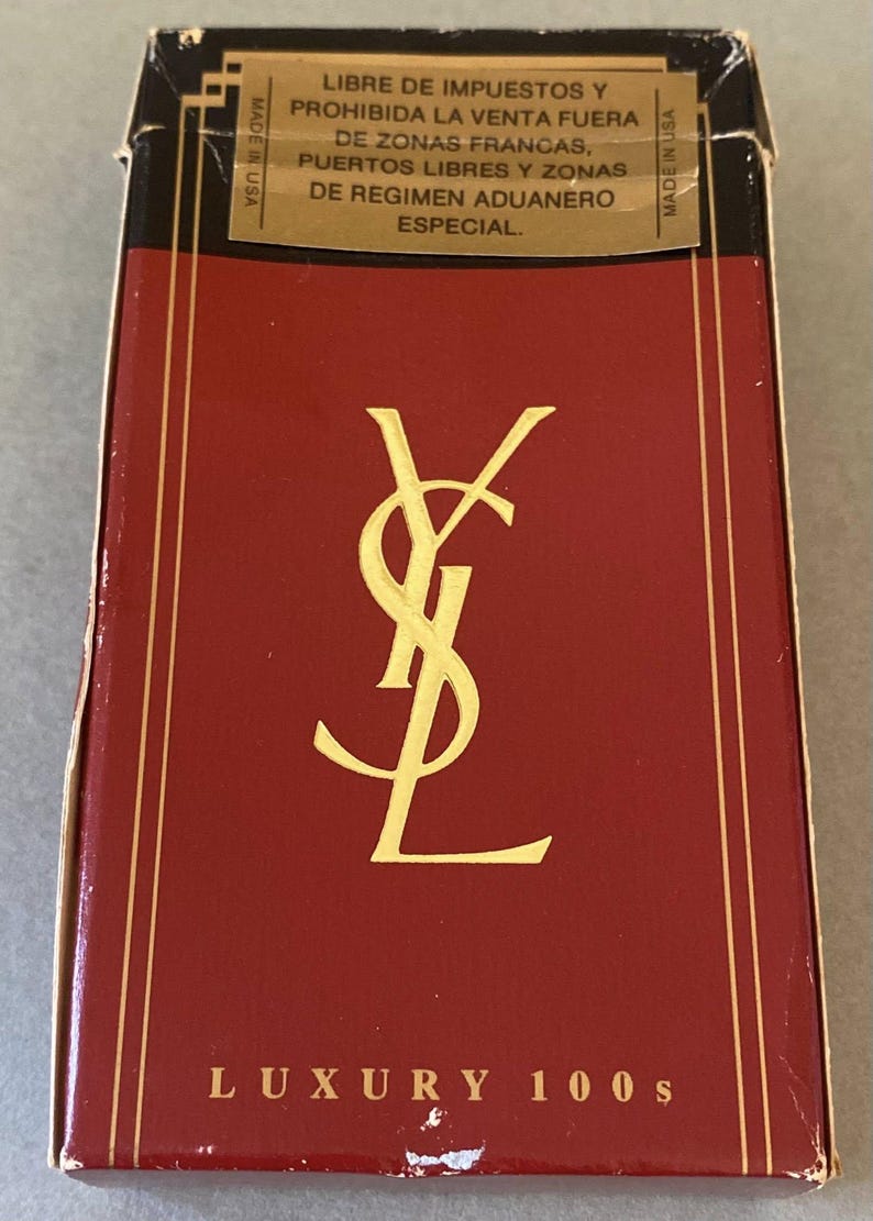 Vintage Empty Cigarette Pack Yves Saint Laurent YSL Luxury 100s USA ...