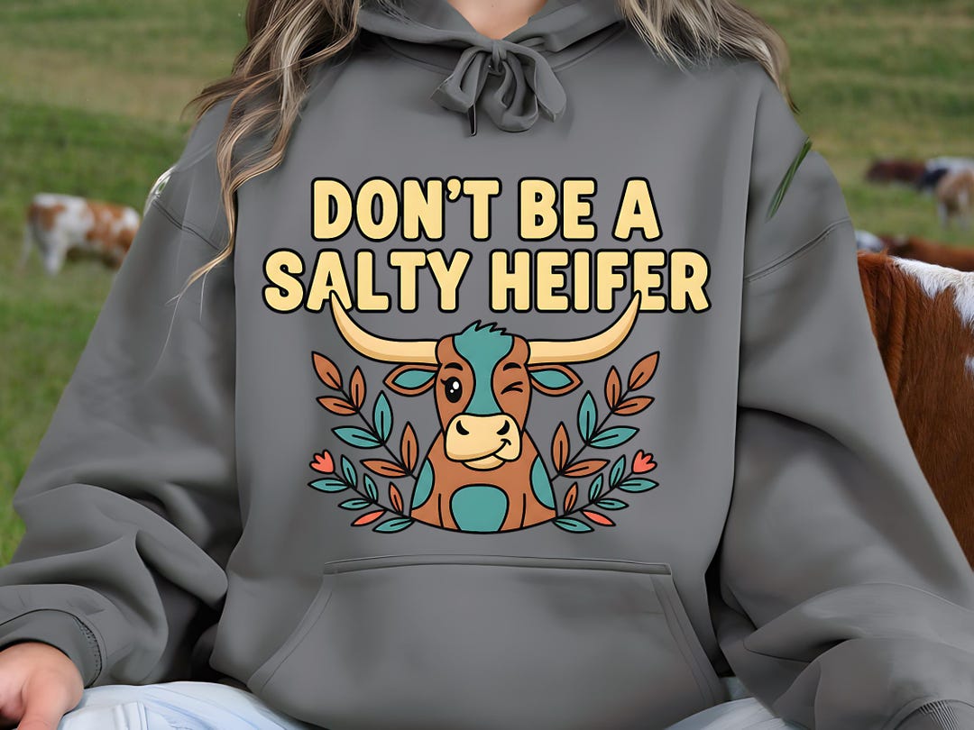 Funny Highland Cow Hoodie: 'don't Be A Salty Heifer' Meme - Etsy