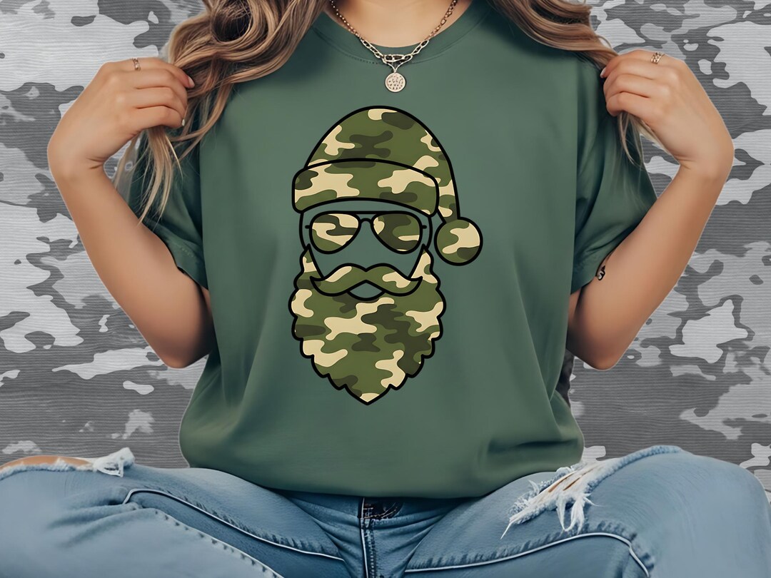 Camouflage Santa Face Christmas Camo Graphic Shirt - Etsy