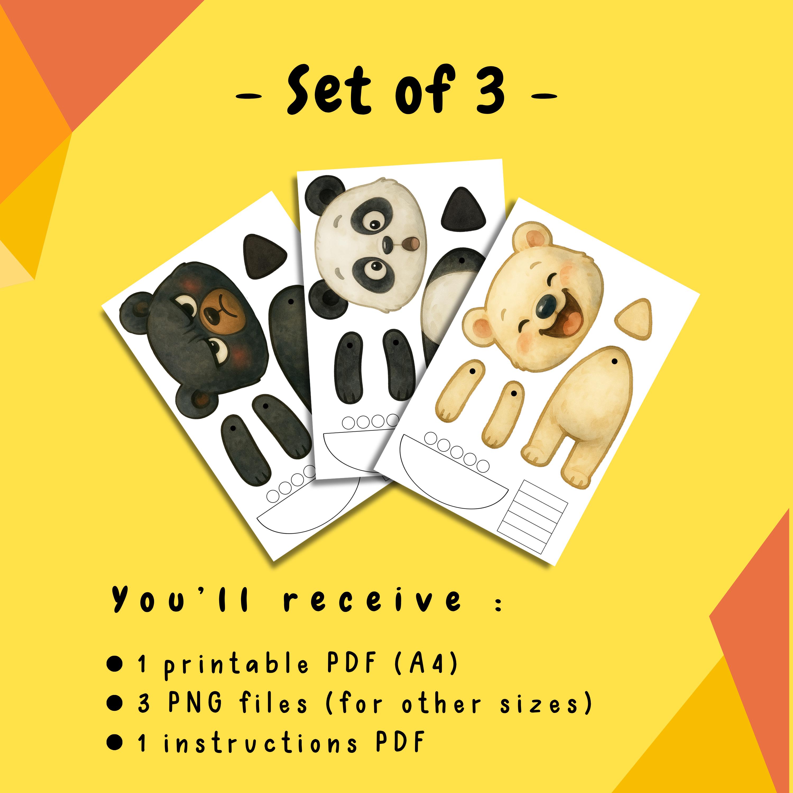 Printable Hanging Paper Doll Templates Pattern — 3 Set Bundle Craft for ...