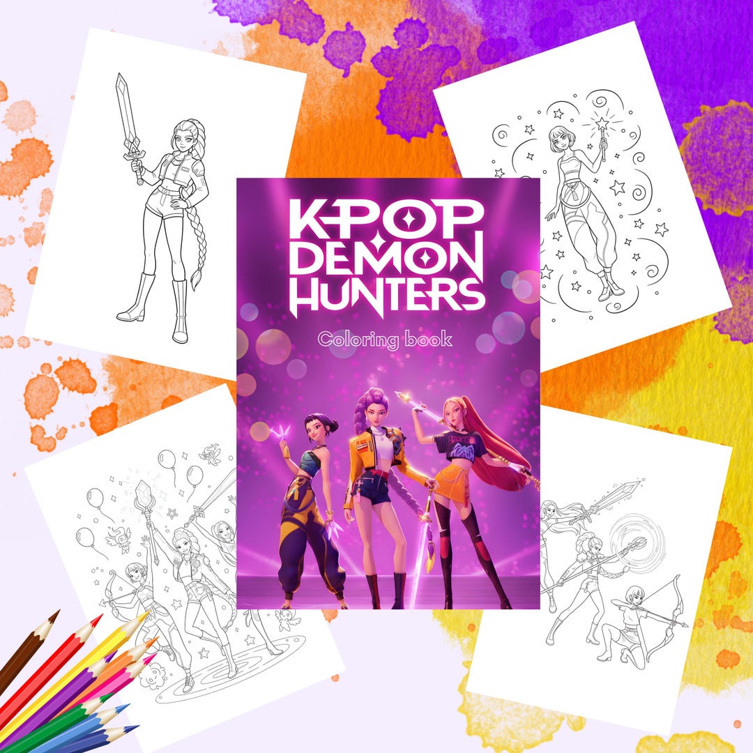 K-pop Demon Hunters Coloring Book | Digital PDF | Anime Coloring Pages ...