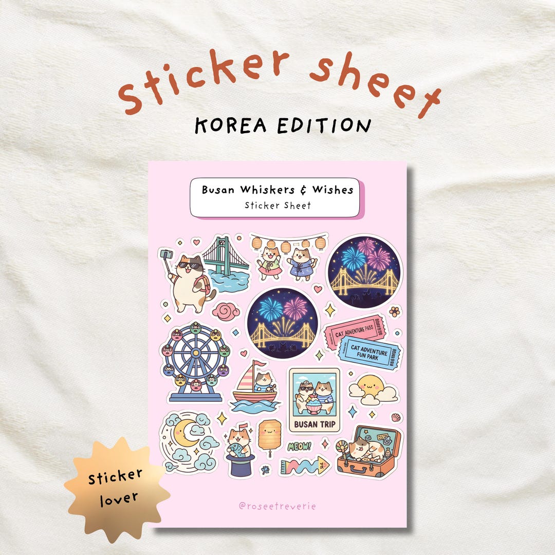Korean Busan Kawaii Stickers Sheets | Stickers for Planner, Scrapbook ...