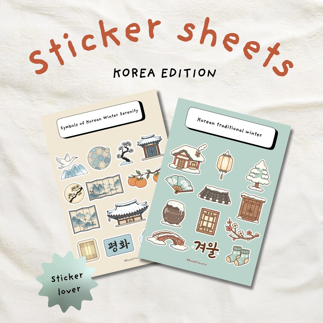 Korean Kawaii Stickers 2 Sheets | Winter & Holiday Stickers for Planner ...
