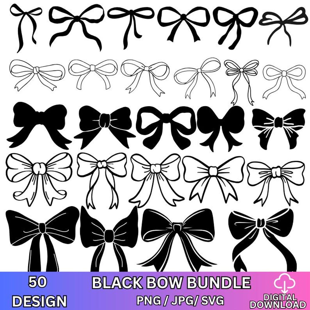 Black Bow SVG Bundle: Boho Ribbon Clipart (digital Download) - Etsy
