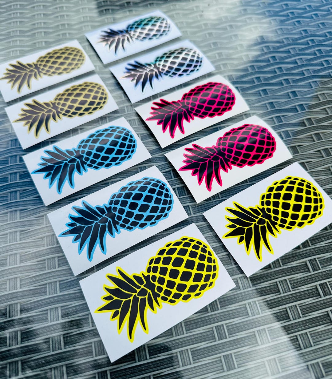 Upside-down Pineapple Sticker Set: Custom Color Vinyl Decals - Etsy