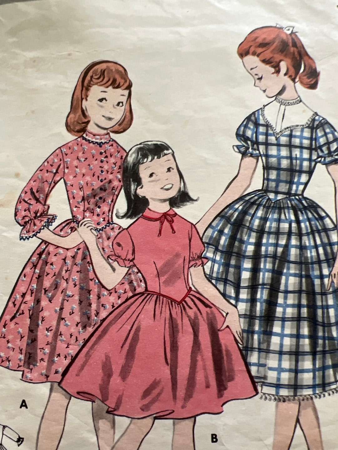 Vintage 50s or 40s Girls Basque Waost Dress Size 8 Antique Pattern Girl ...
