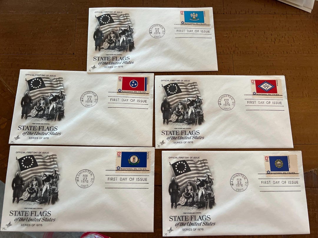 5 First Day Covers Postage Stamp Covers FDC 1976 State Flags of the US ...