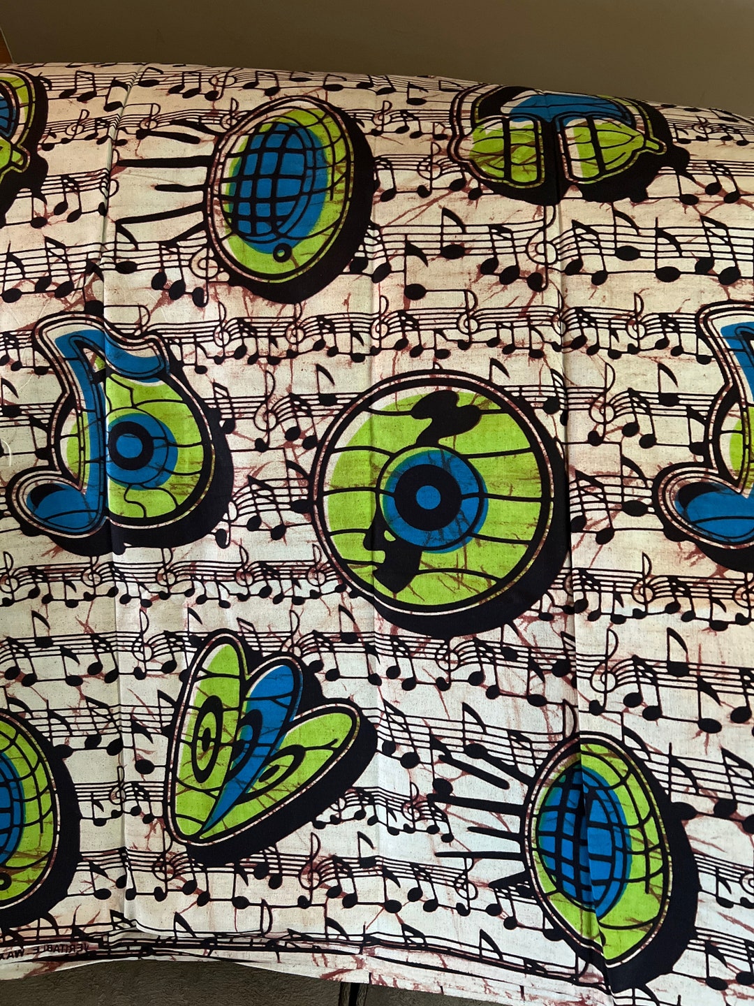 Veritable Wax Block Prints ONE Yard Fabric With 4 Yards Available Music ...