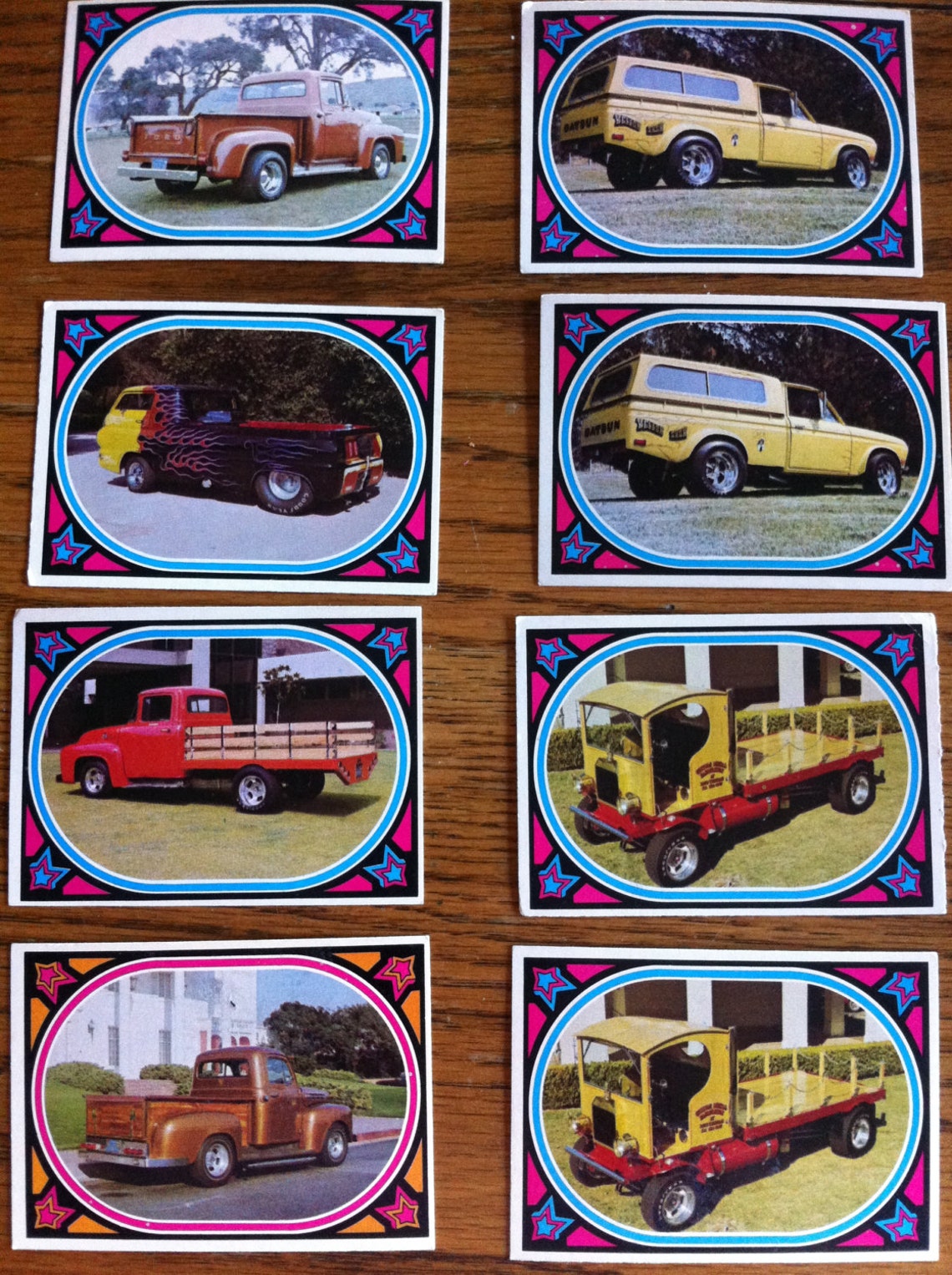Vintage Set of 8 TRUCK Trading Cards 56 Ford F 100 70 Dodge 70 Datsun ...