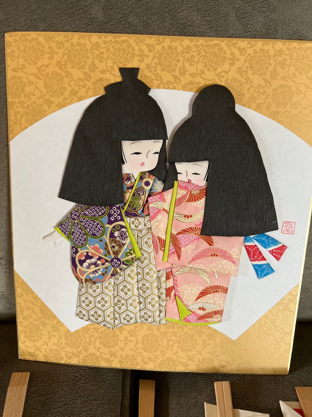 Oriental Folded Paper Pic Chop Sticks Great Mixed Media Paper Ephemera ...