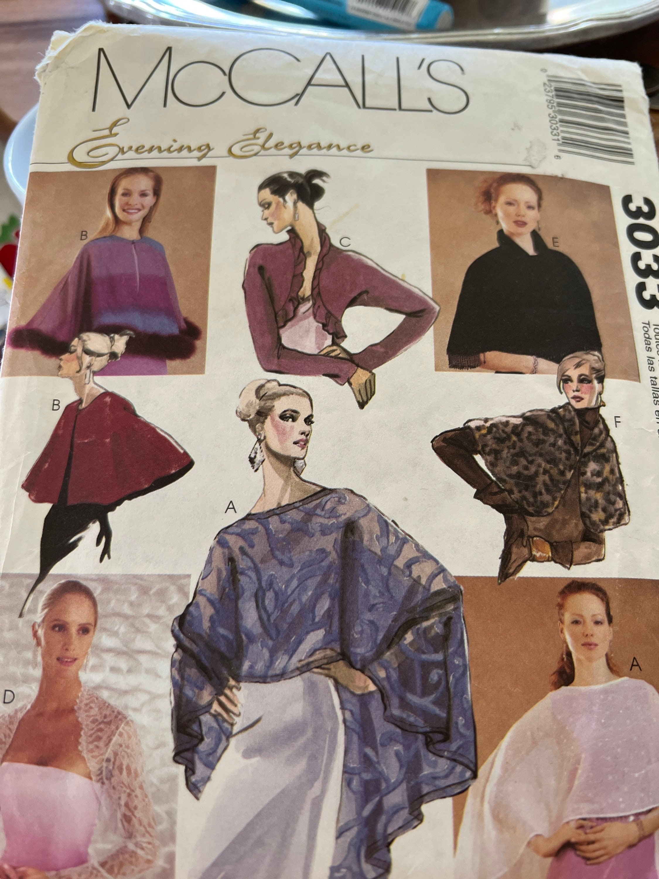 2000 Vintage Mccalls 3033 Evening Elegance Cape Shrug Caplet Original ...
