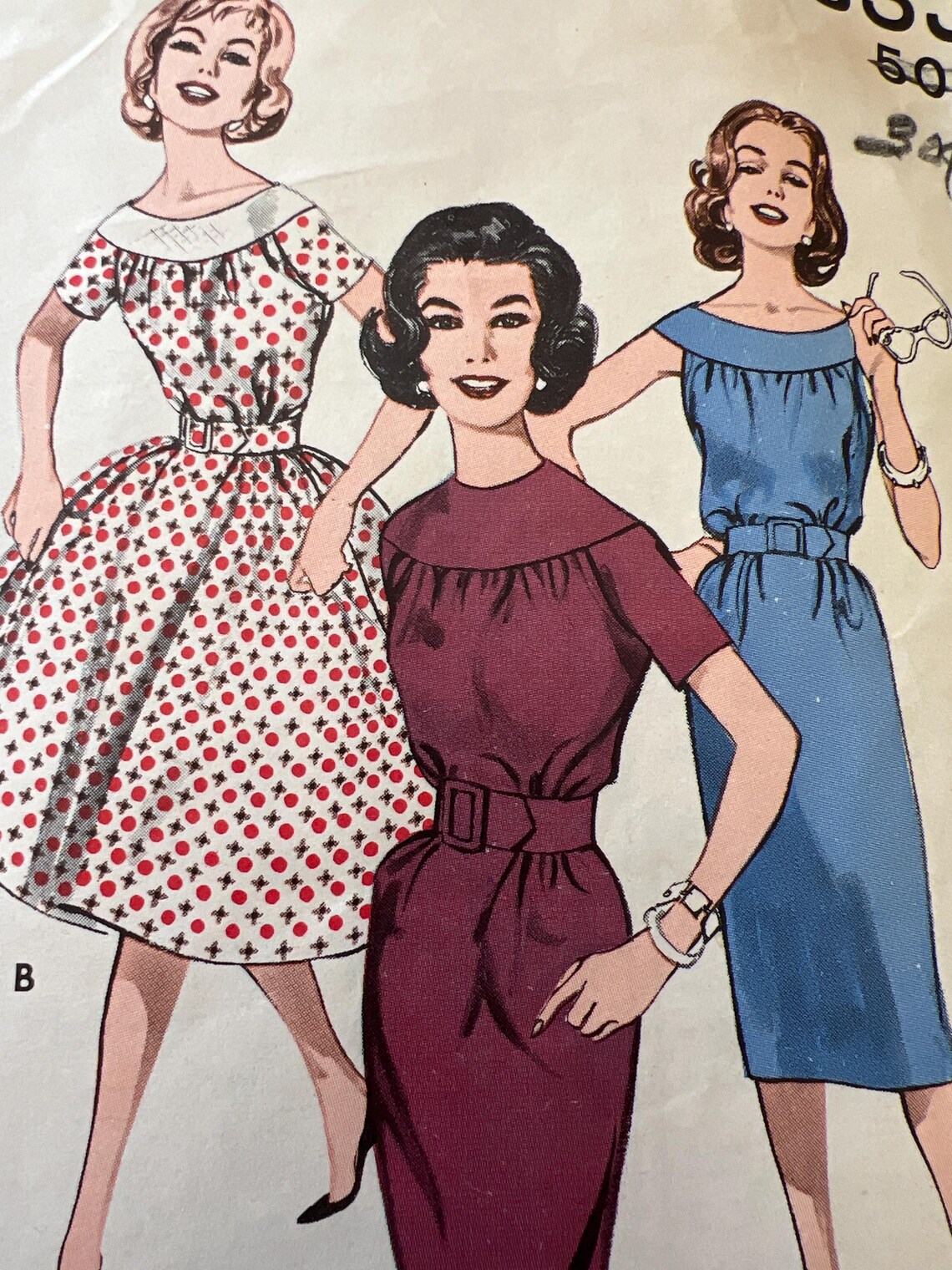 Vintage 50s Dress Pattern 1955 Orig Pattern Blouses Bodice Shirred or ...