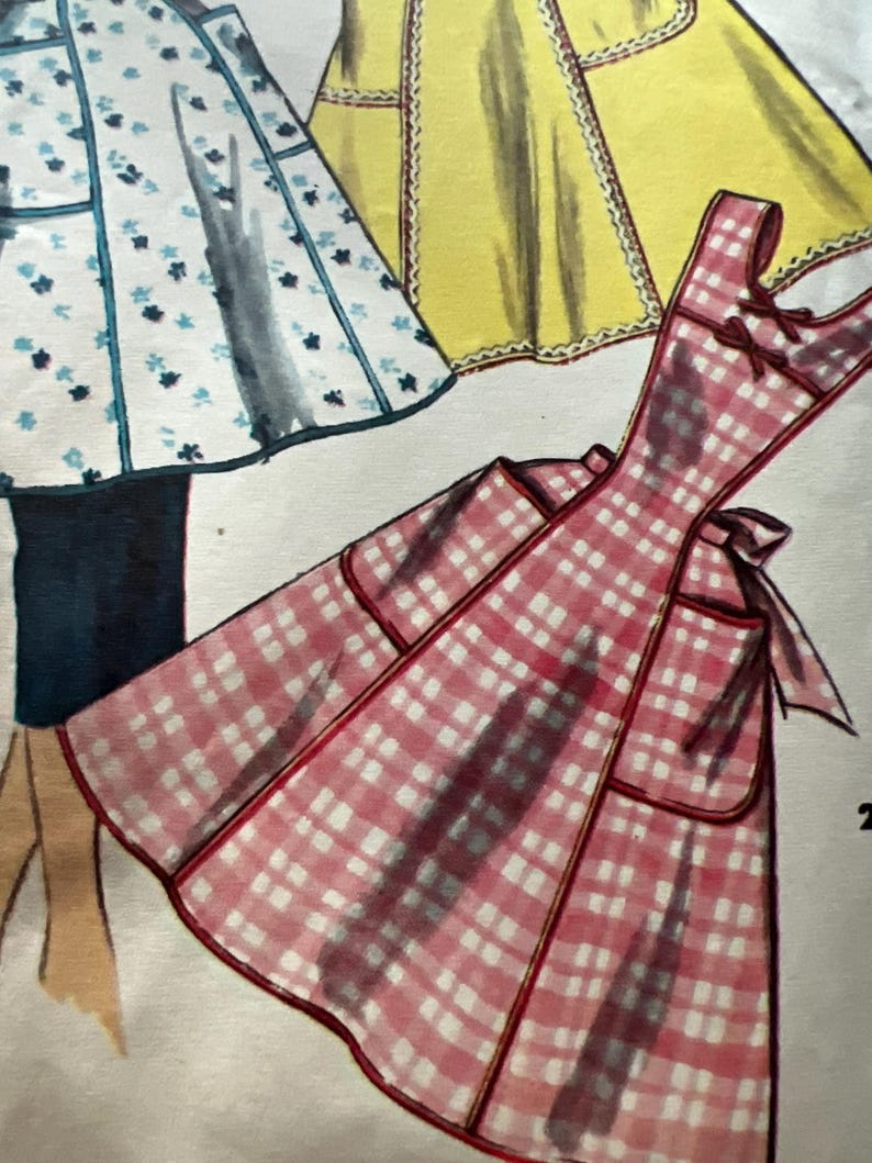 Vintage 50s Original Pattern APRON Simplicity 1358 4 Styles Aprons Oven ...