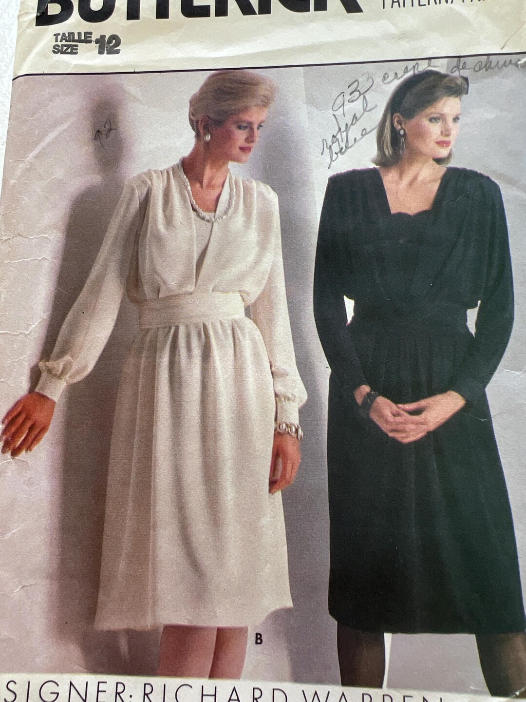Butterick Pattern 6271 Original Pattern 1990s Richard Warren Size 12 ...