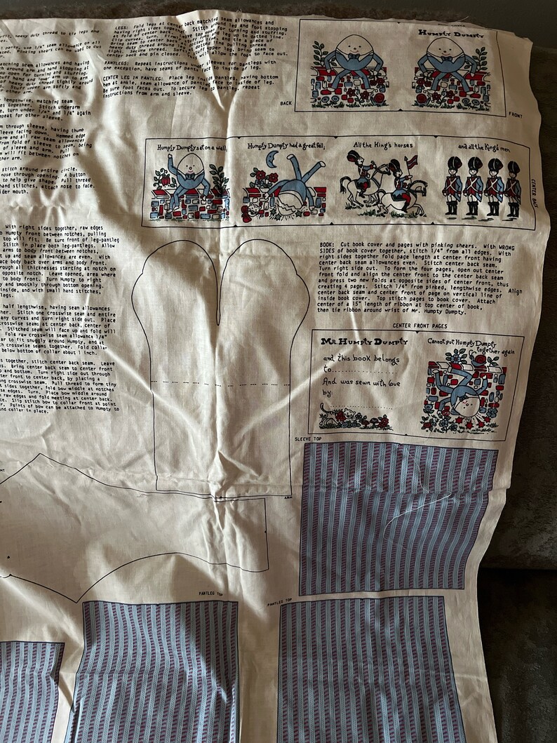 Mr Humpty Dumpty and Small Book Panel Fabric Panel Humpty Dumpty Sat on ...