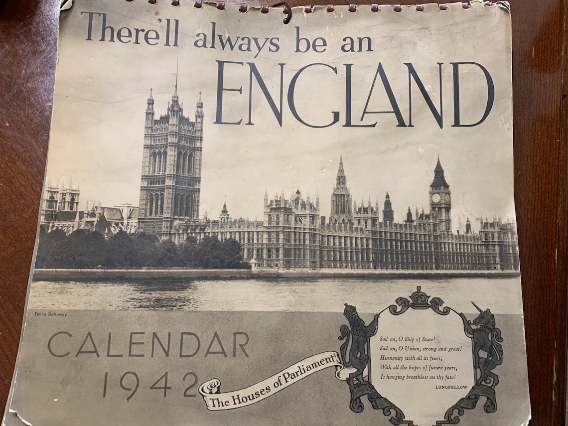 Vintage 1942 Calendar SALE All 12 Months Spiral Top Beautiful Photos ...