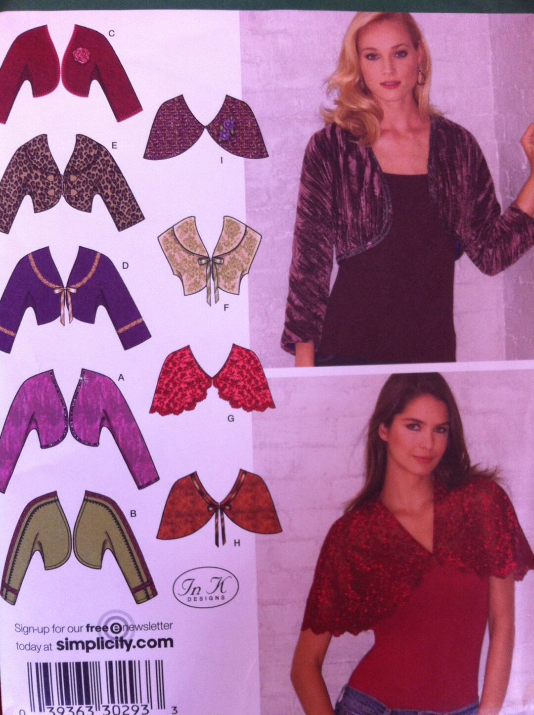 Simplicity Bolero Shrug Short JACKET Capelets in K Designs Pattern ...