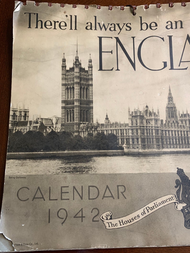Vintage 1942 Calendar SALE All 12 Months Spiral Top Beautiful | Etsy