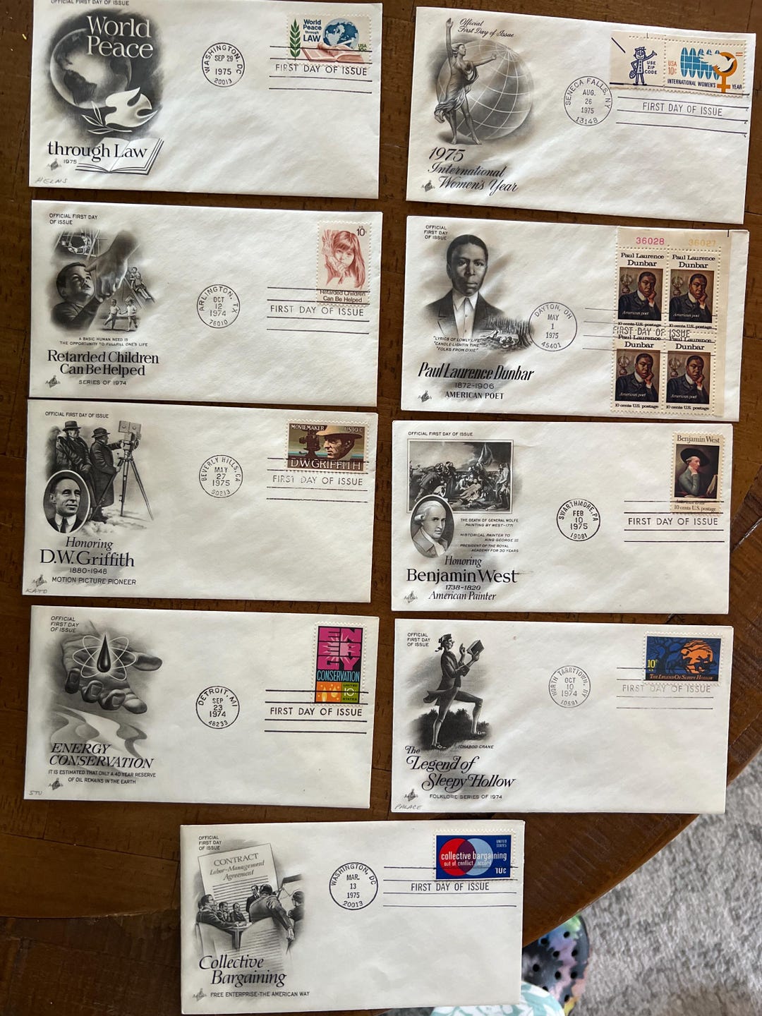 9 First Day Covers Postage Stamp Cover FDC 1974 -74 Envelope Stamp Not ...