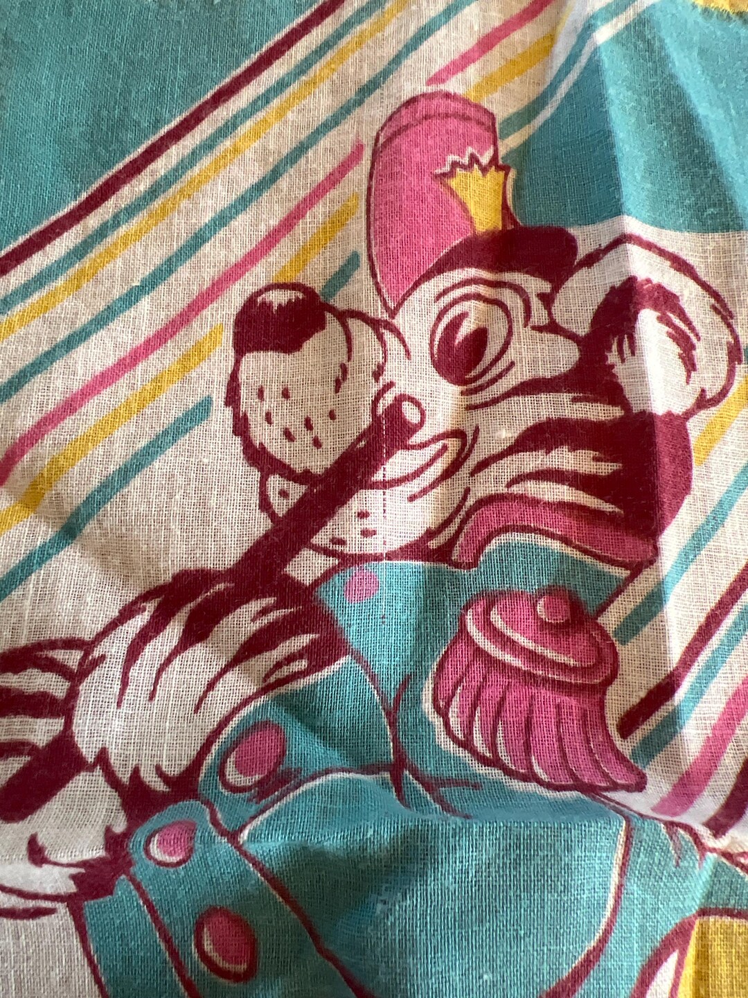 Sale Vintage Handkerchief Hankie Kids Child Tiger Band Music Duck ...