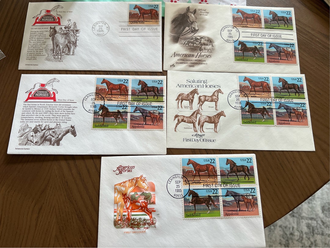 5 First Day Covers Postage Stamp Covers 2 FDC Sept American HORSE ...