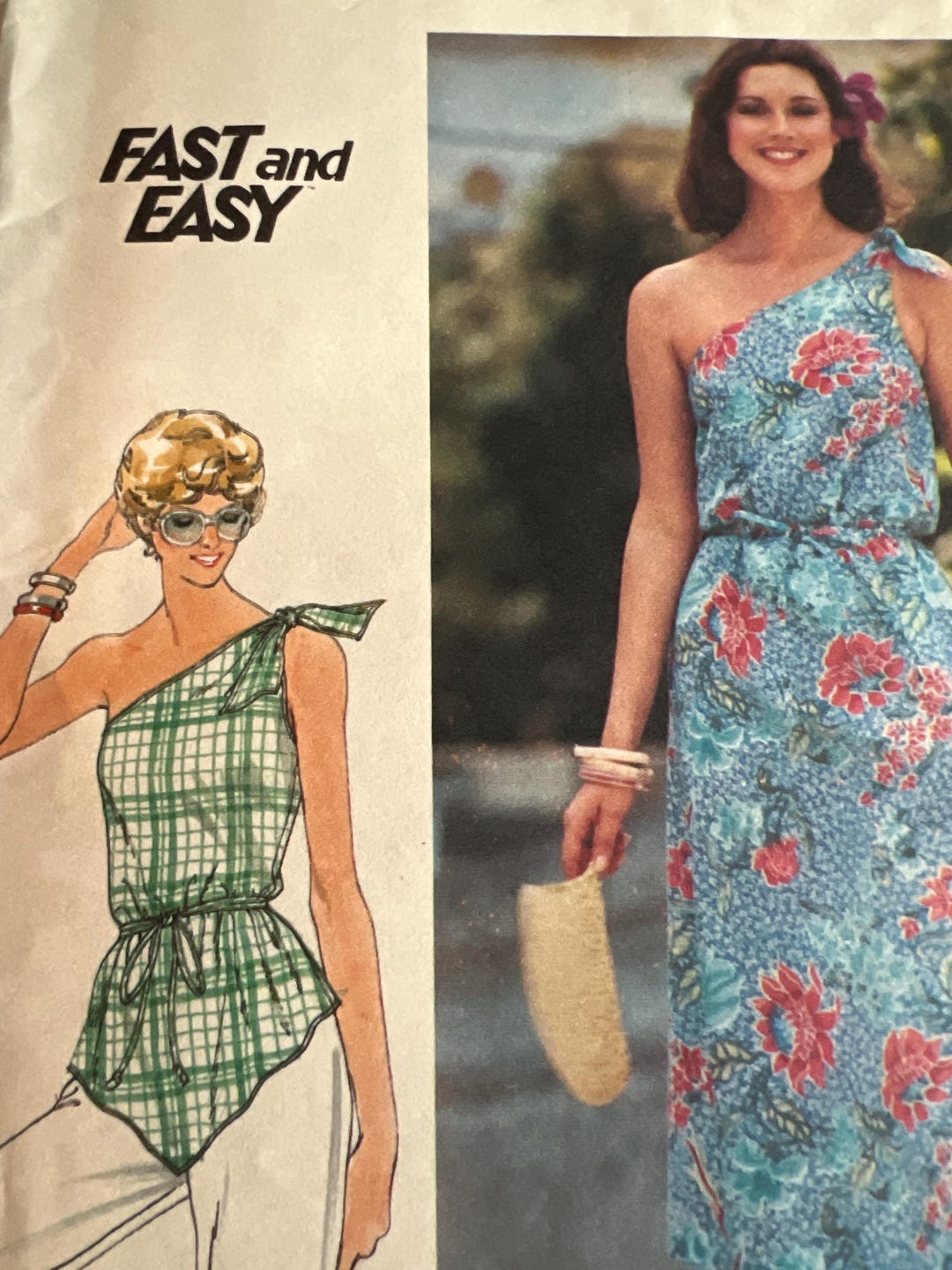 70s Vintage Butterick 5432 Top One Shoulder Fast Easy Dress FF Complete ...