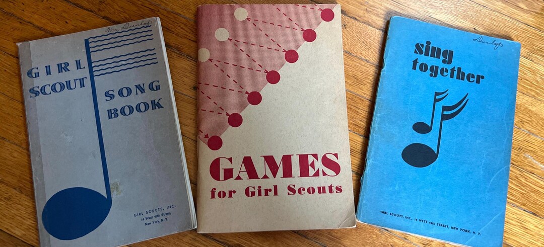 Trio of 3 Antique Girl Scout Books Softcovers 1929 Girl Scout Song Book ...