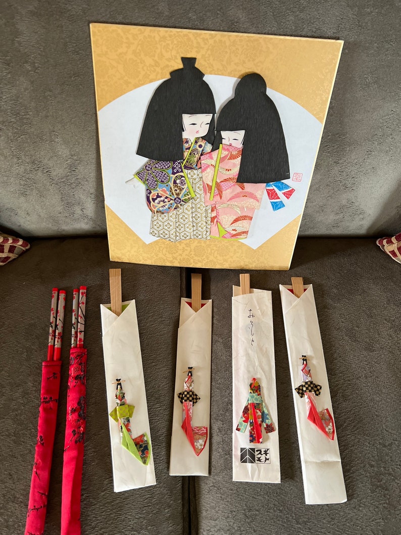 Oriental Folded Paper Pic Chop Sticks Great Mixed Media Paper Ephemera ...