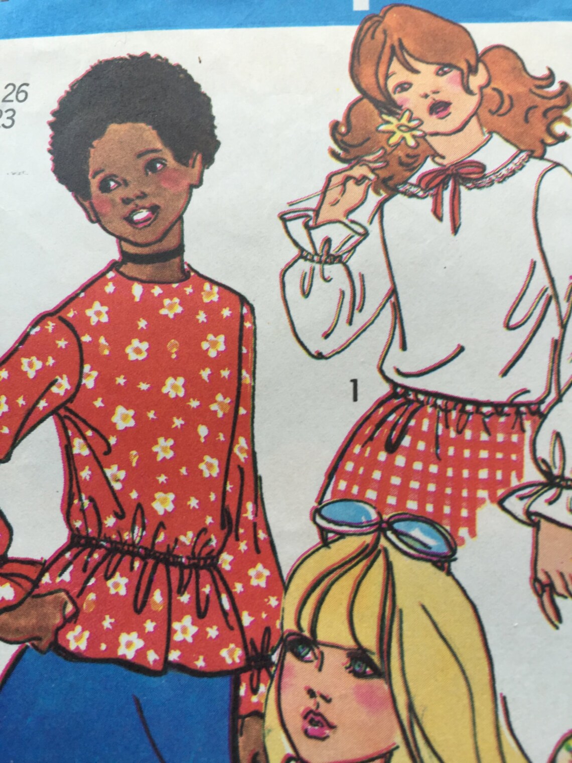 Vintage 70s 1971 Size 7 Breast 26 in Girl Sets of Blouses BLOUSE Top ...