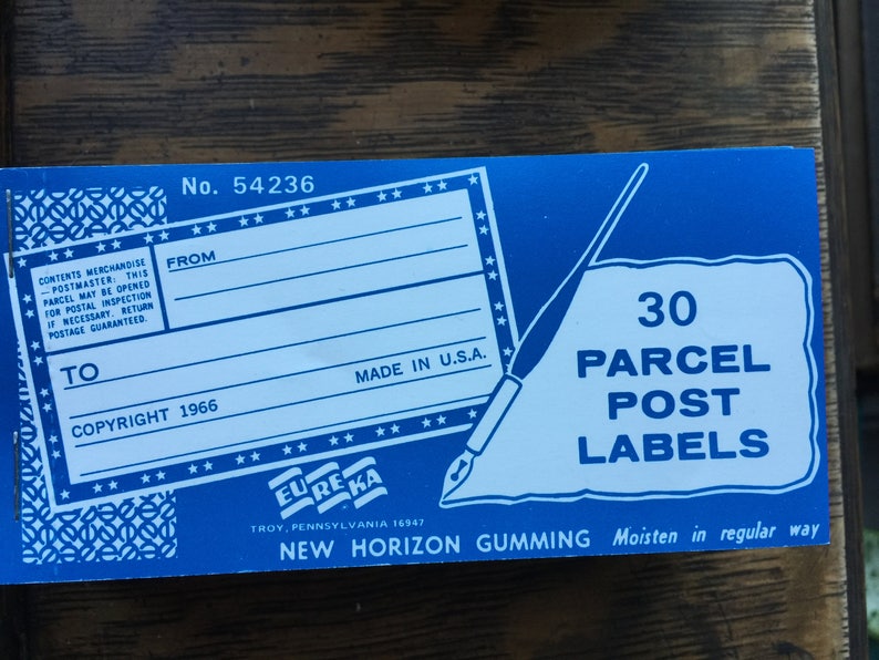 Vintage Parcel Post Labels Gummed Labels Made in USA Vintage 1966 30 ...