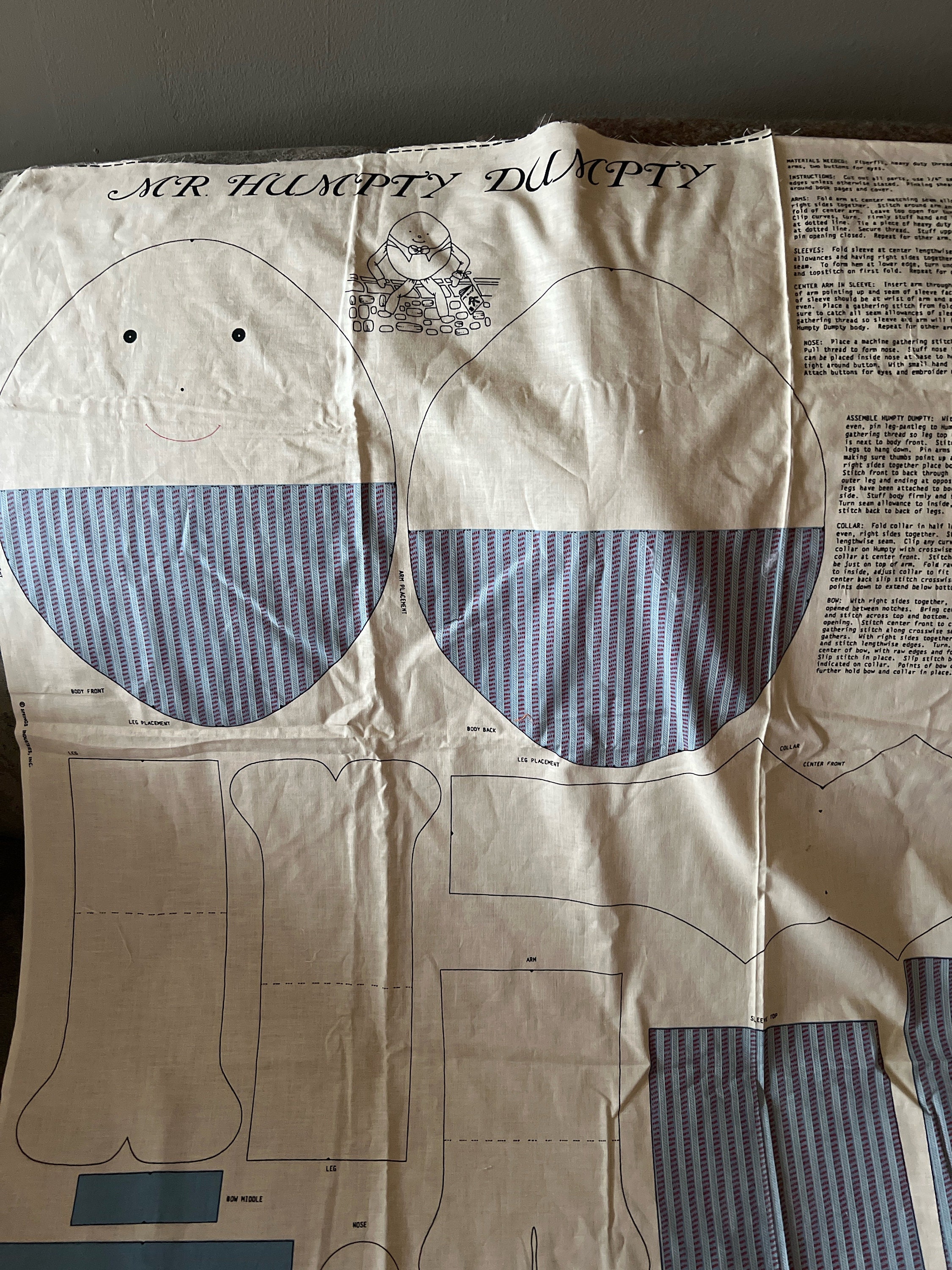 Mr Humpty Dumpty and Small Book Panel Fabric Panel Humpty Dumpty Sat on ...