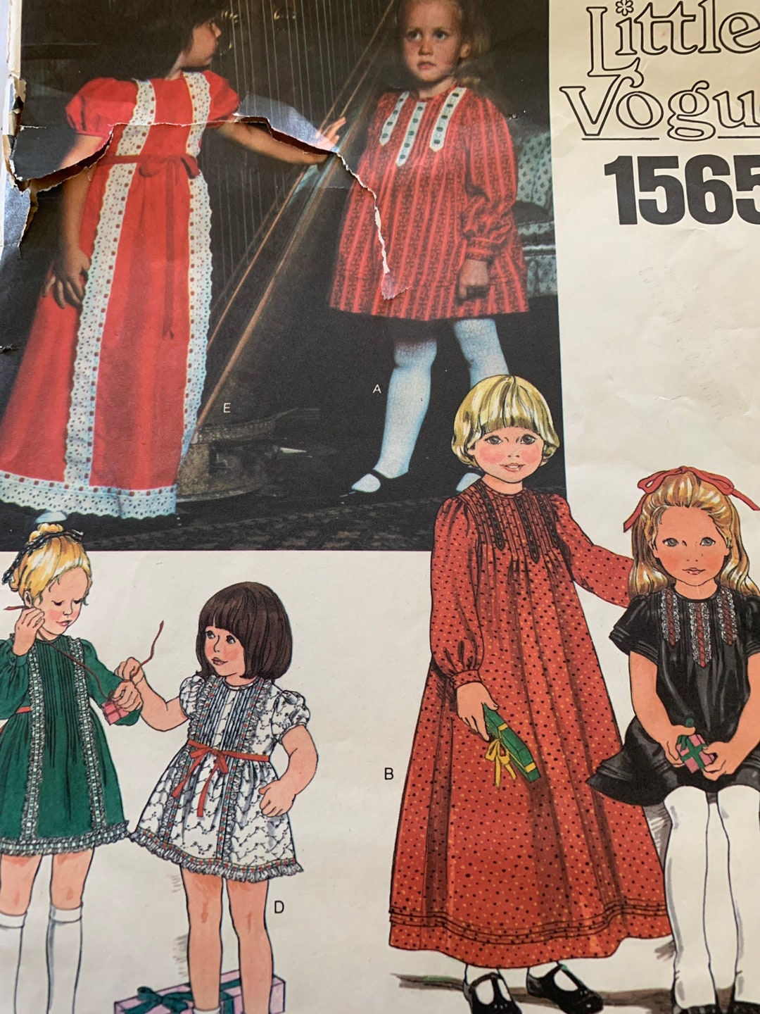 Vintage Vogue 1565 Pattern Little Vogue Girls Dress 70s Size 6 Girls ...