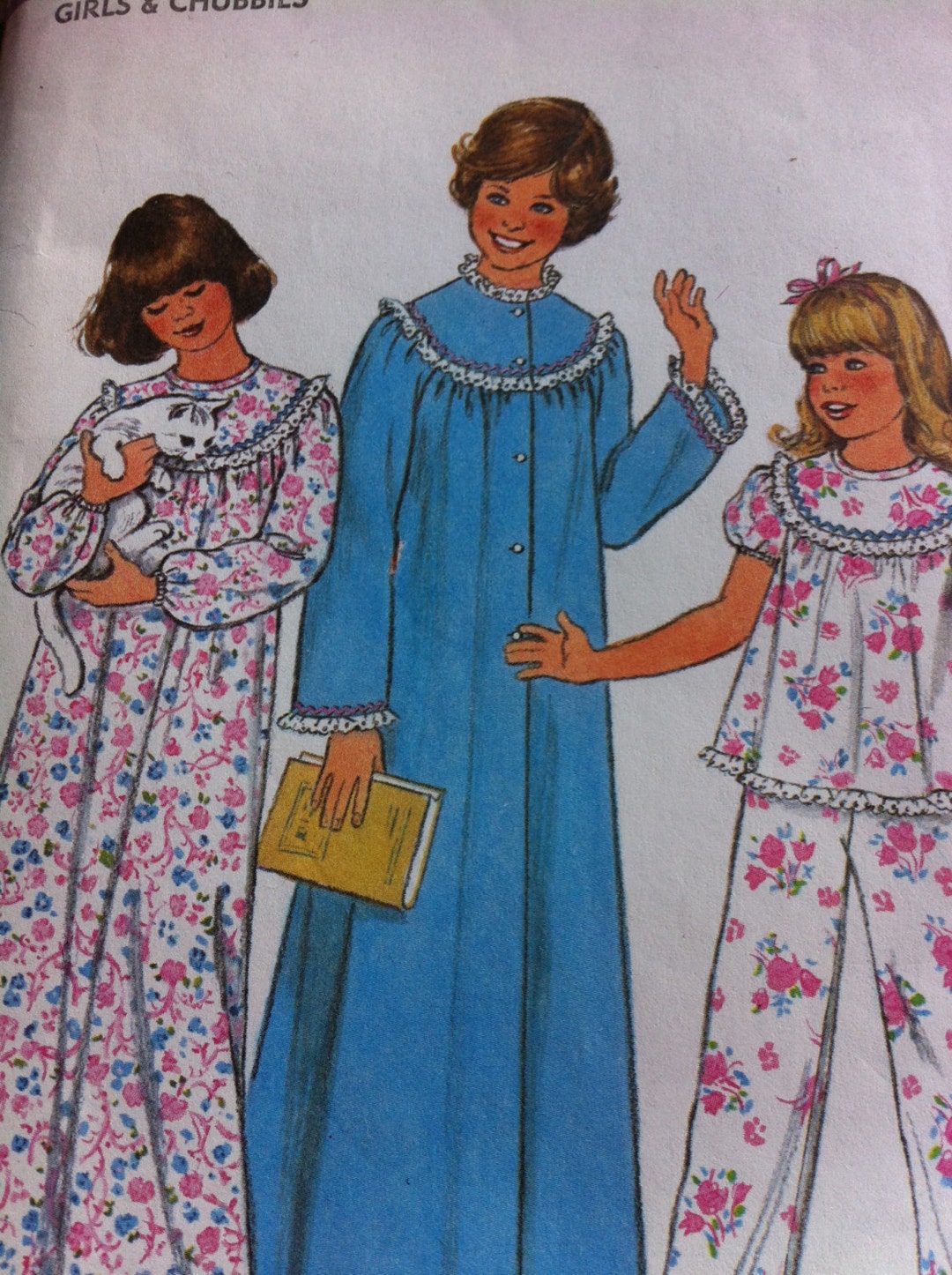 Vintage 70s GIRLS NIGHTGOWN Pjs and ROBE Pattern Simplicity 8127 Size ...