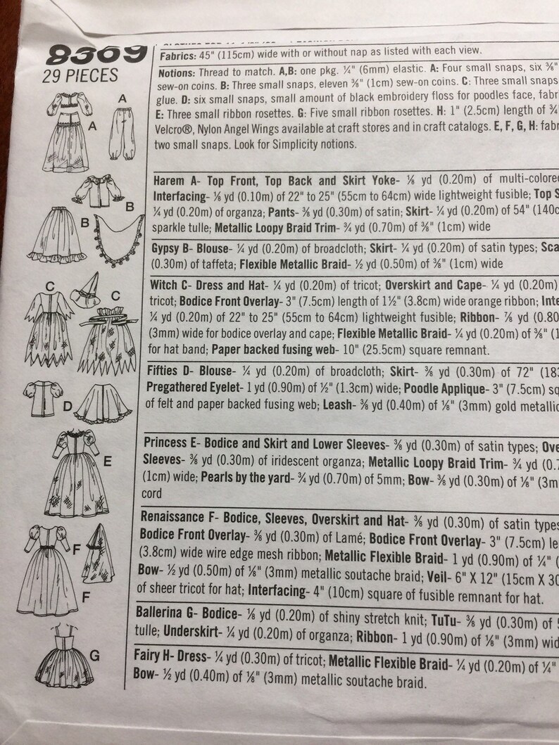 Simplicity 8369 Elaine Heigl Design 11-12 Inch Fashion Doll Clothes ...