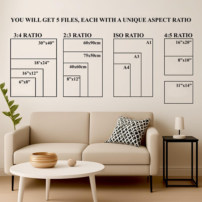 Luxury Geometric Poster Line Art Print, Modern Wall Decor Art ...
