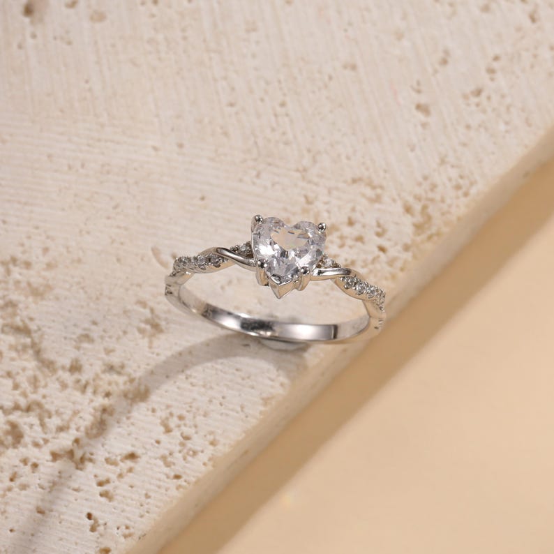 925 Sterling Silver Promise Heart Ring for Her, Custom Heart-shaped ...