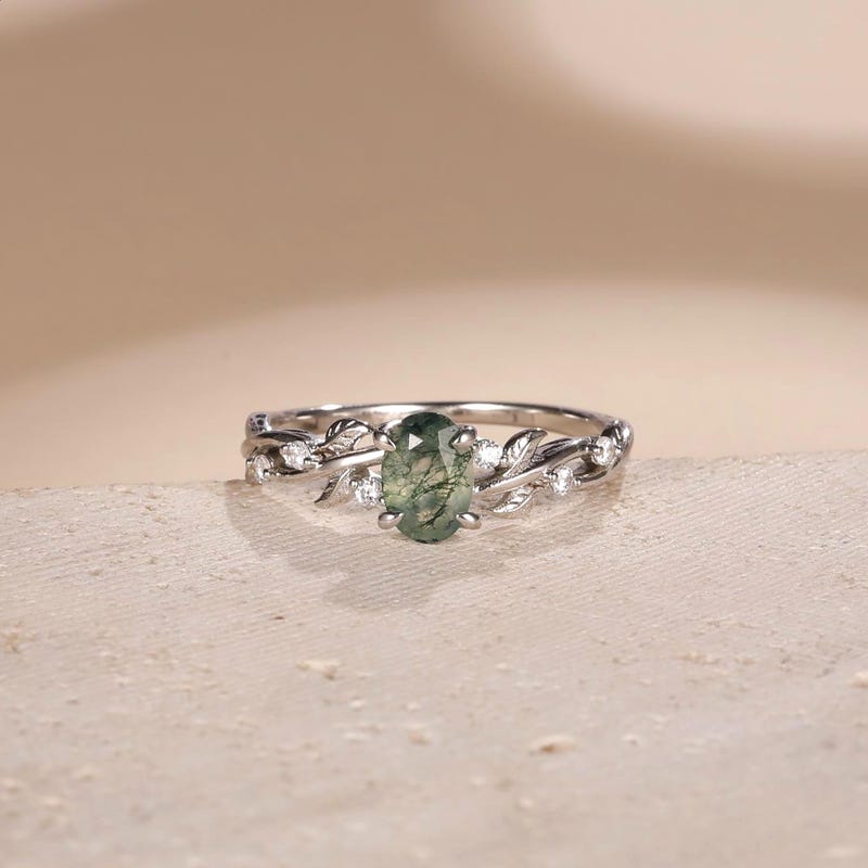 925 Silver Moss Ring - Etsy
