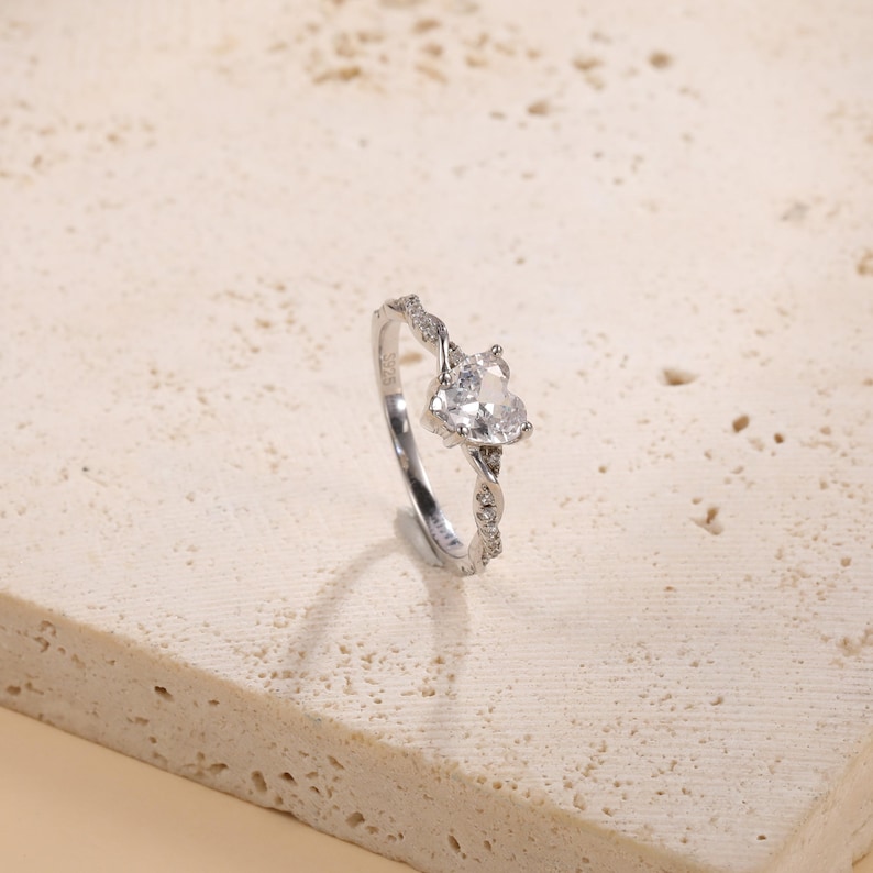 925 Sterling Silver Promise Heart Ring for Her, Custom Heart-shaped ...