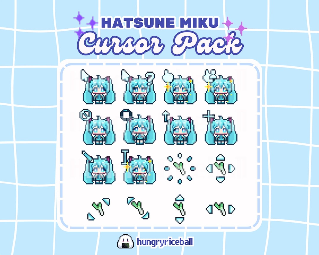 Hatsune Miku Cursor Pack | Animated Custom Girl Cursors | Pixel Art ...